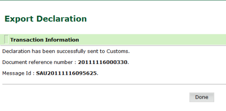 Creating Export Declaration Details