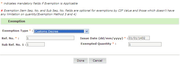 Creating Exemption Details